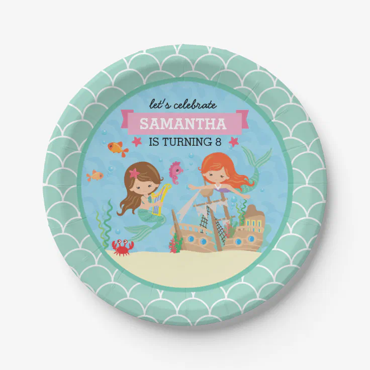 Mermaid Birthday Party Paper Plates | Zazzle