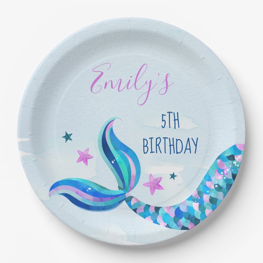 Mermaid Birthday Party Paper Plates | Zazzle