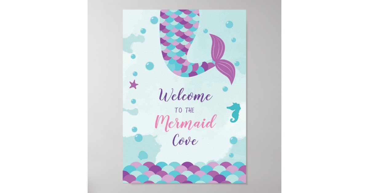 Mermaid Birthday Party Sign | Zazzle