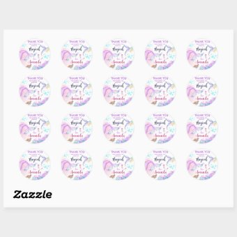 Mermaid Birthday Party Thank You Favour Classic Round Sticker | Zazzle