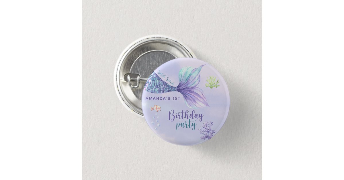Mermaid Birthday Party Under The Sea Mermaid Button | Zazzle