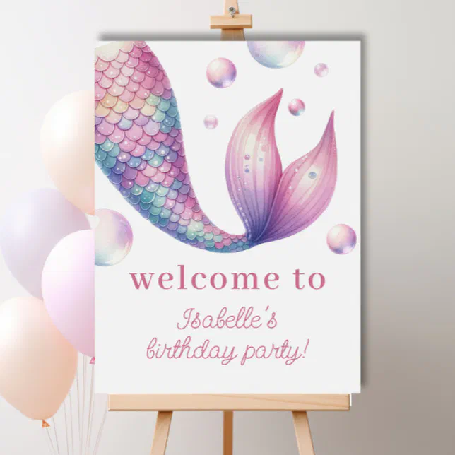 Mermaid Birthday Party Under The Sea Welcome Sign | Zazzle