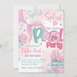 Mermaid Birthday Pool Party Invitation | Zazzle