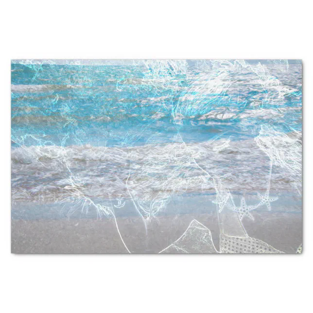 Mermaid Blue White Distressed Ocean Waves Tissue Paper | Zazzle