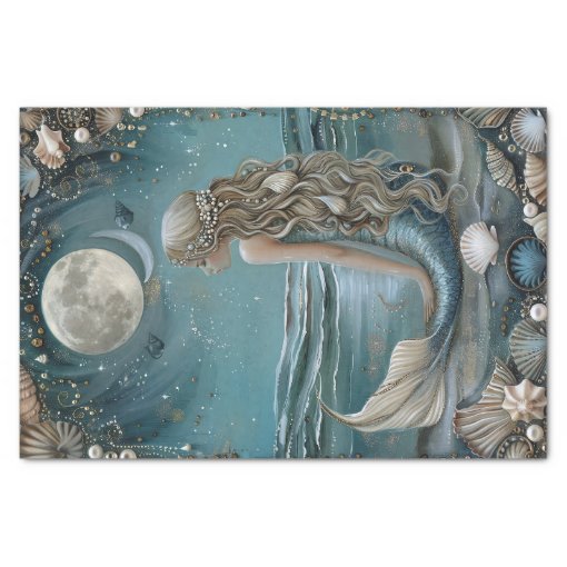 Mermaid By Moonlight Decoupage Tissue Paper Zazzle