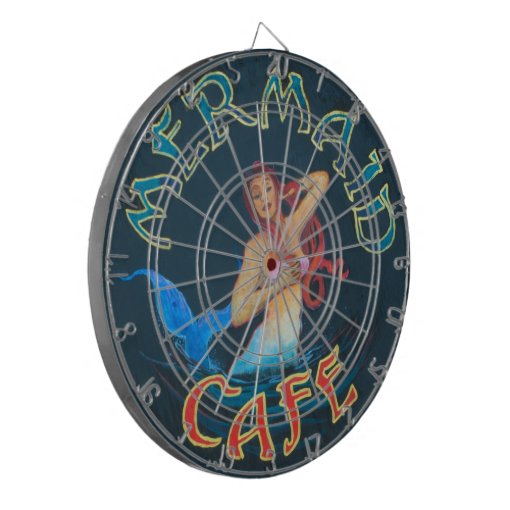 Mermaid Cafe Sign Dartboard With Darts | Zazzle