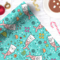 Mermaid Cat Nautical Ocean Jellyfish Cute Pattern Wrapping Paper | Zazzle