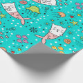 Mermaid Cat Nautical Ocean Jellyfish Cute Pattern Wrapping Paper | Zazzle