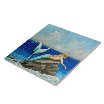 mermaid ceramic decorative art tile | Zazzle