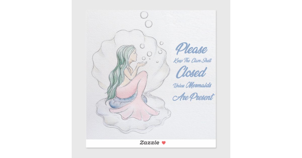 Mermaid Clam Shell Toilet Sticker | Zazzle