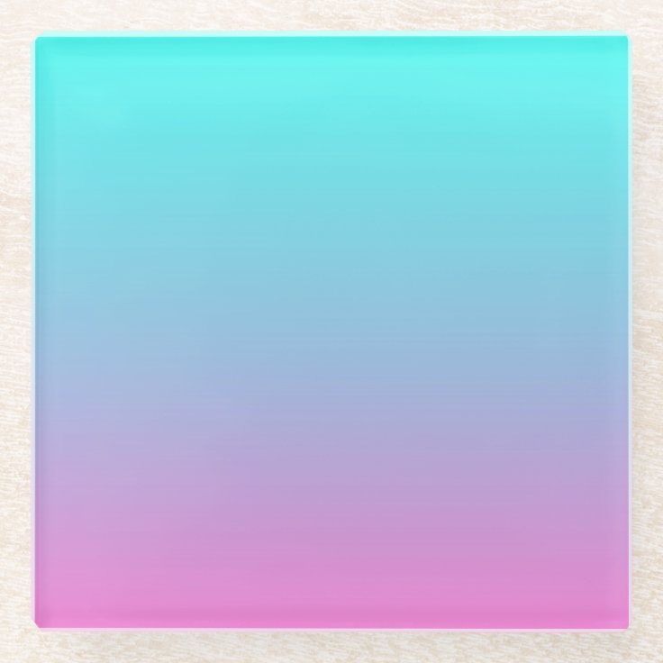 Mermaid colors gradient purple pink aqua ombre glass coaster | Zazzle
