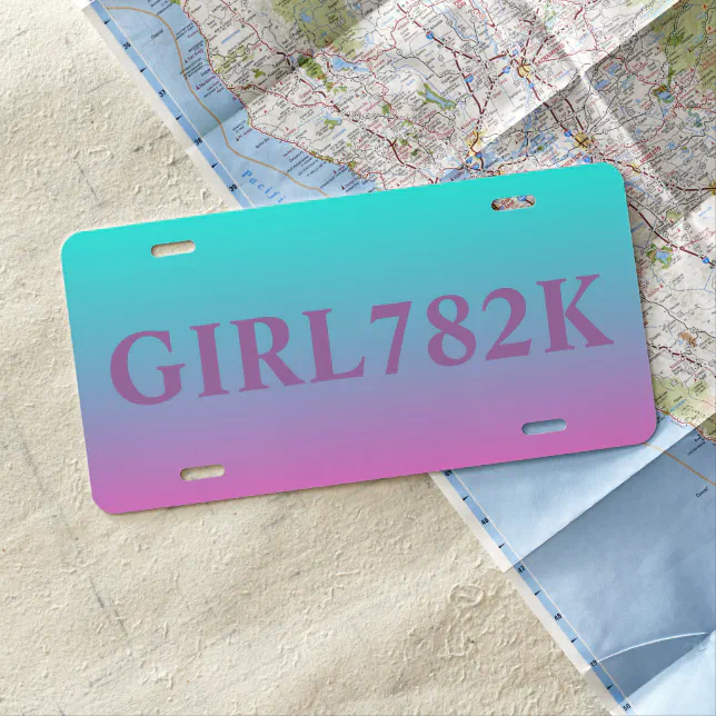 Mermaid colors gradient purple pink aqua ombre license plate | Zazzle