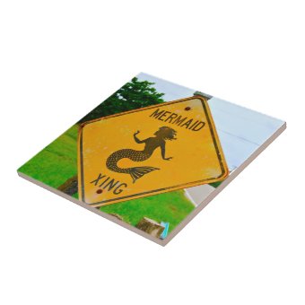 Mermaid Crossing Road Sign Tile | Zazzle