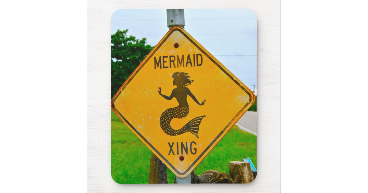 Mermaid Crossing Roadsign Mouse Pad | Zazzle
