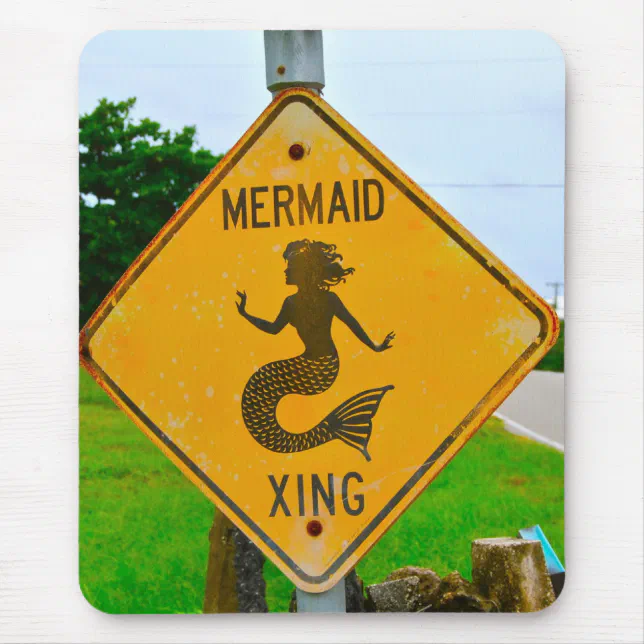 Mermaid Crossing Roadsign Mouse Pad | Zazzle