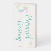 Mermaid Crossing Wooden Block Sign | Zazzle