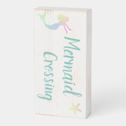 Mermaid Crossing Wooden Block Sign | Zazzle