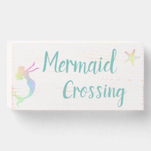 Mermaid Crossing Wooden Block Sign | Zazzle