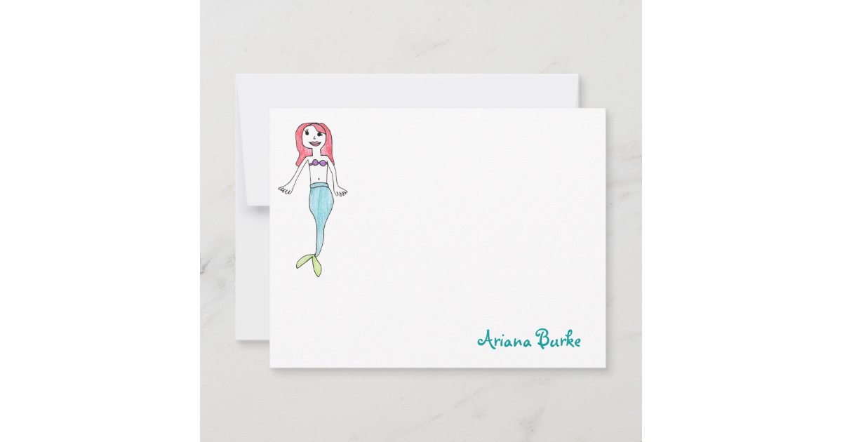 Mermaid Custom Stationery Notecards | Zazzle