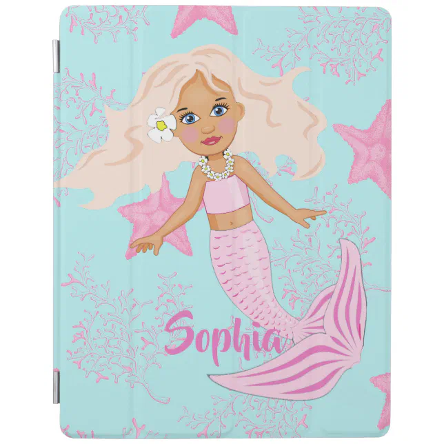 Mermaid Cute Pink Blue Girly Kids iPad Smart Cover | Zazzle