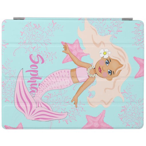 Mermaid Cute Pink Blue Girly Kids iPad Smart Cover | Zazzle