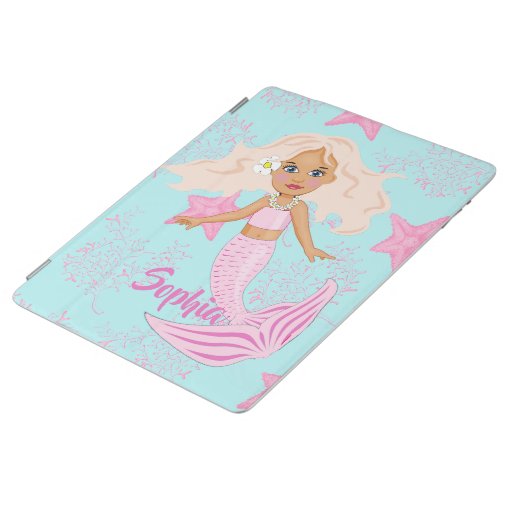 Mermaid Cute Pink Blue Girly Kids iPad Smart Cover | Zazzle