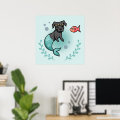 Mermaid Dog MerDog Cute Nursery Room Poster | Zazzle