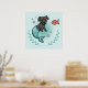 Mermaid Dog MerDog Cute Nursery Room Poster | Zazzle