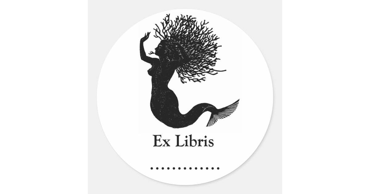 Mermaid Ex Libris Bookplate Sticker | Zazzle
