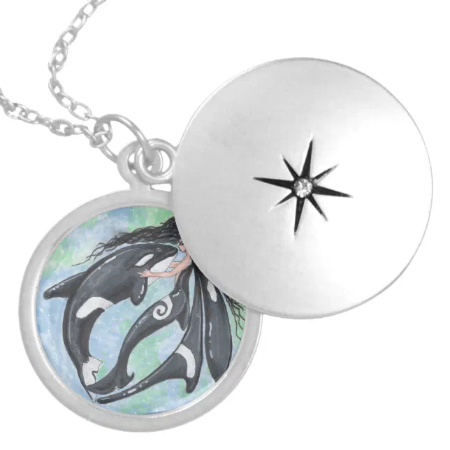 Mermaid Fairy Orca Killer Whale Locket Necklace | Zazzle