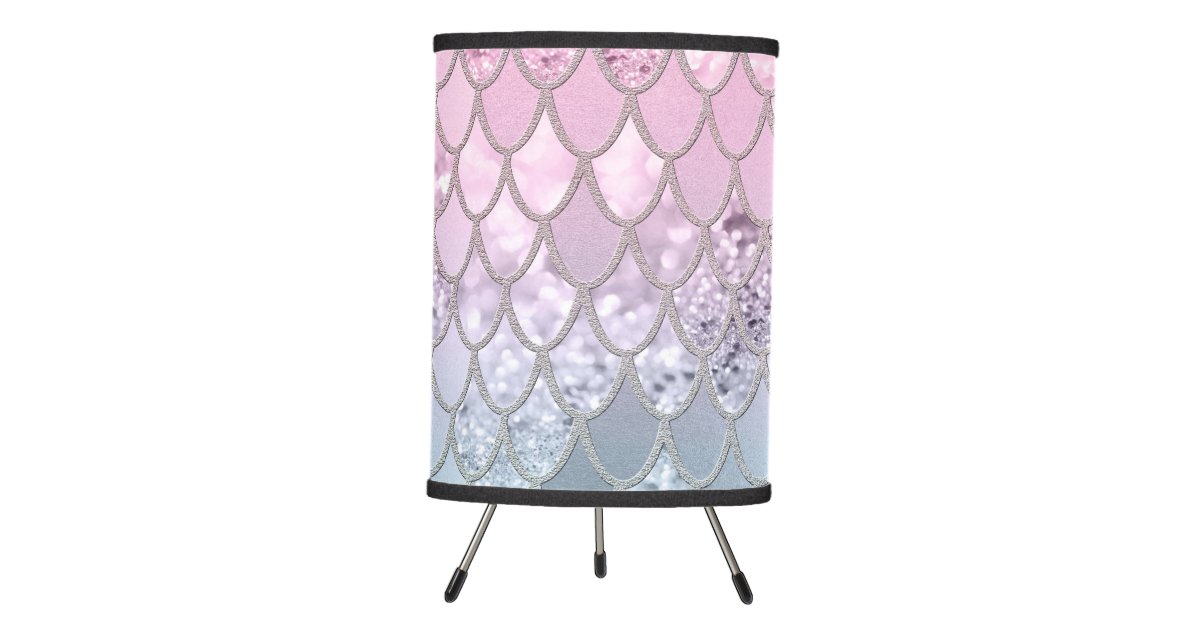 Mermaid Glitter Scales #2 Tripod Lamp | Zazzle