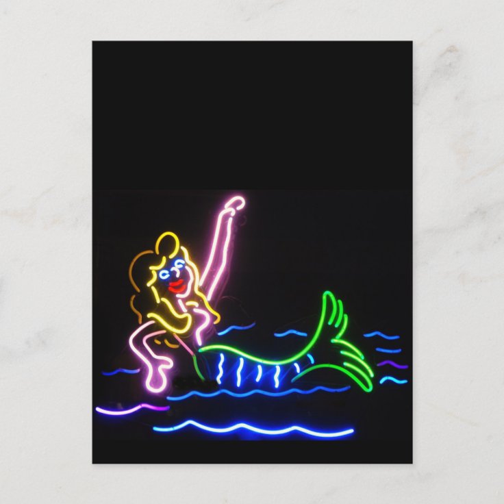 Mermaid in Neon Postcard | Zazzle