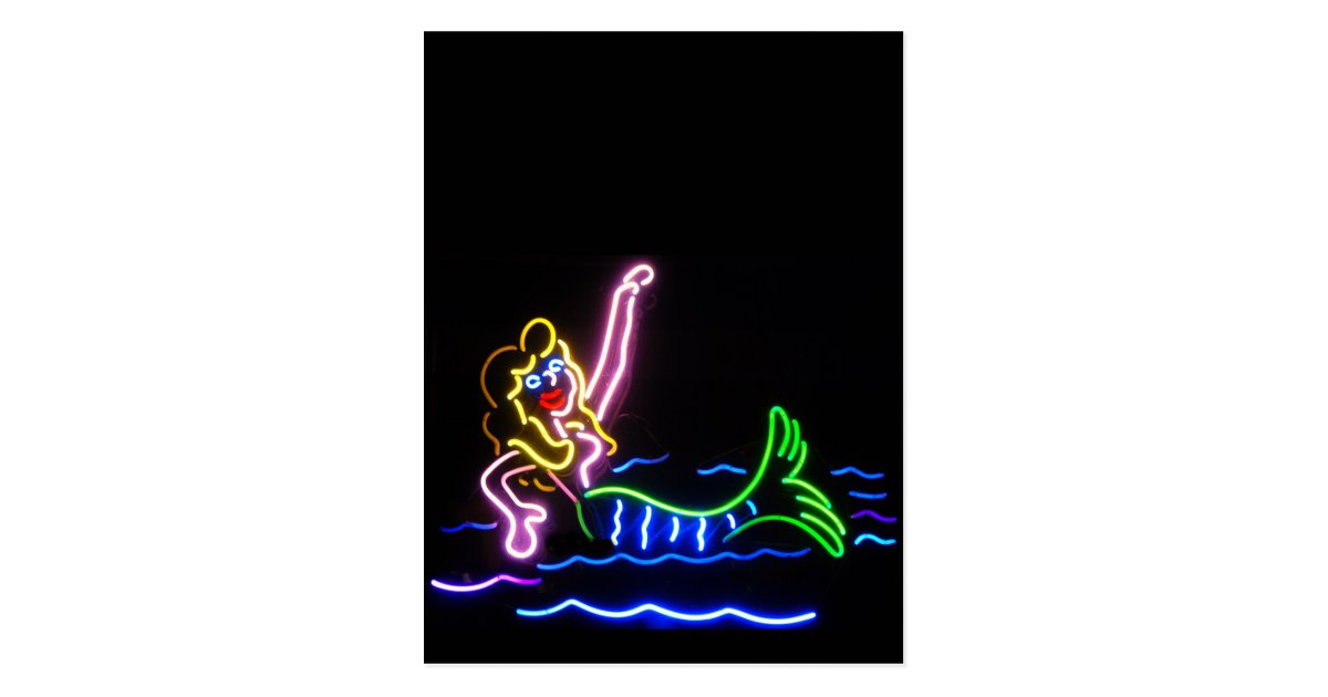 Mermaid in Neon Postcard | Zazzle.com