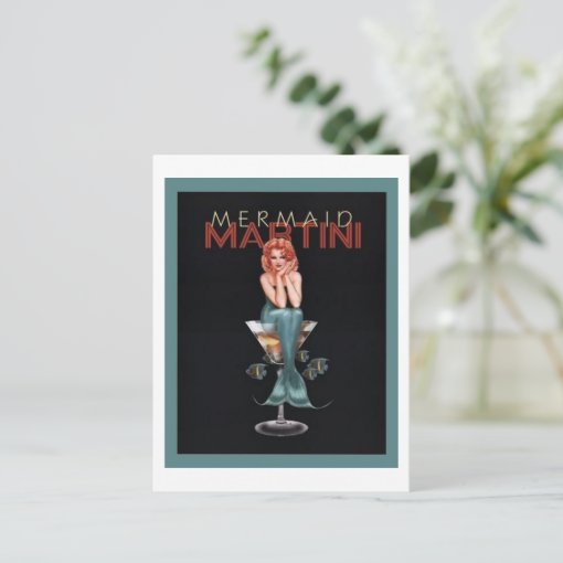 Mermaid Martini Postcard | Zazzle