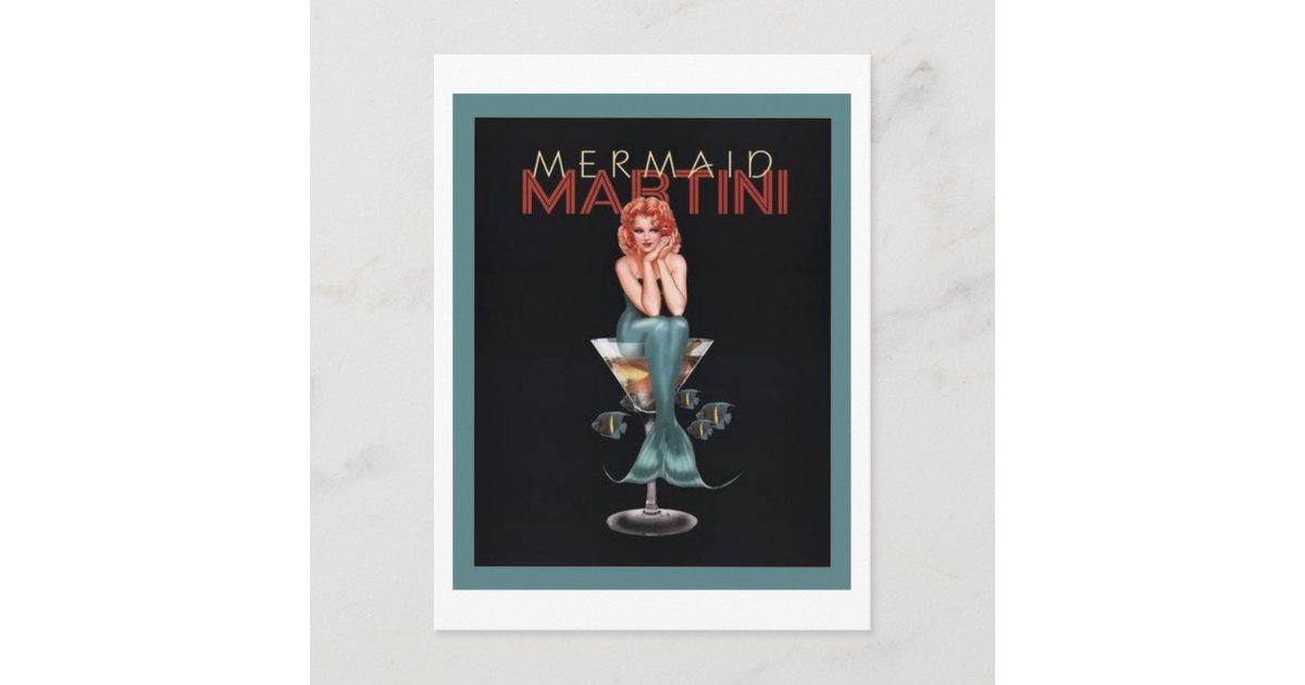 Mermaid Martini Postcard | Zazzle