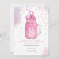 Mermaid Mason Jar Milkshake Pink Birthday Party Invitation | Zazzle