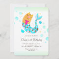 Mermaid MerCat Cute Watercolor 1st Birthday Invitation | Zazzle