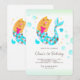 Mermaid MerCat Cute Watercolor 1st Birthday Invitation | Zazzle