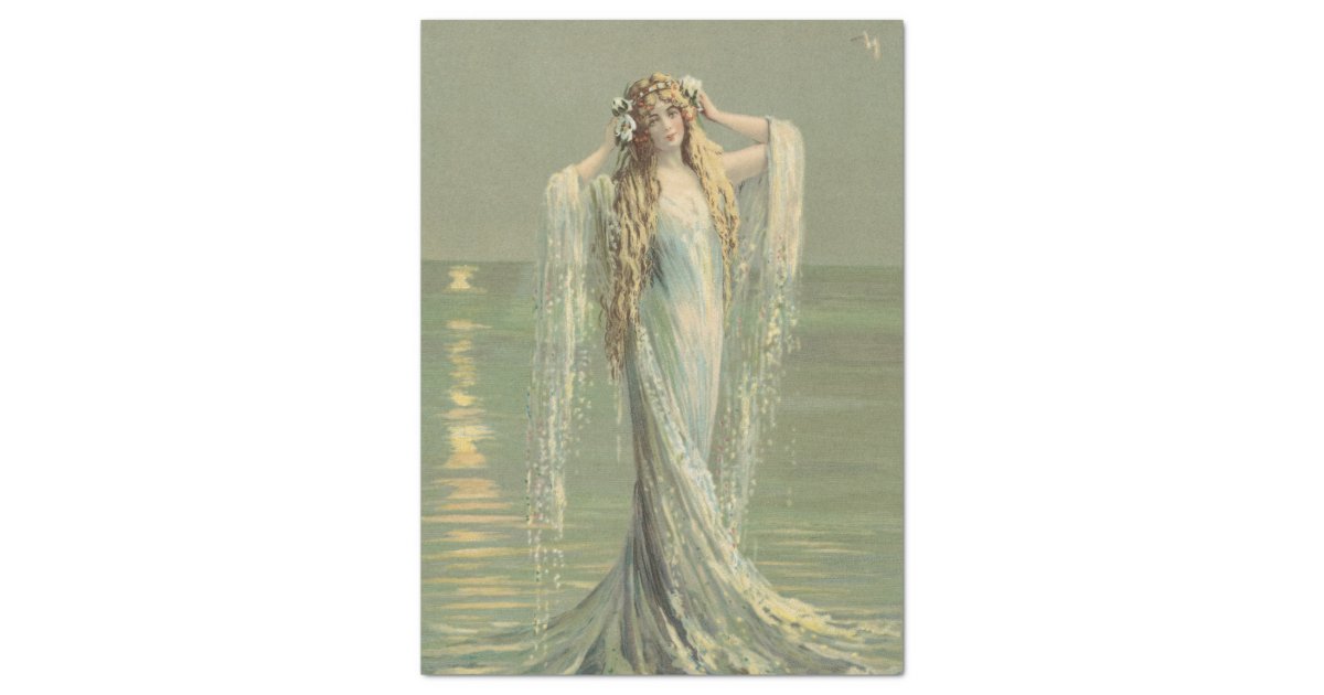Mermaid Mermaids Vintage Antique Decoupage Tissue Paper Zazzle