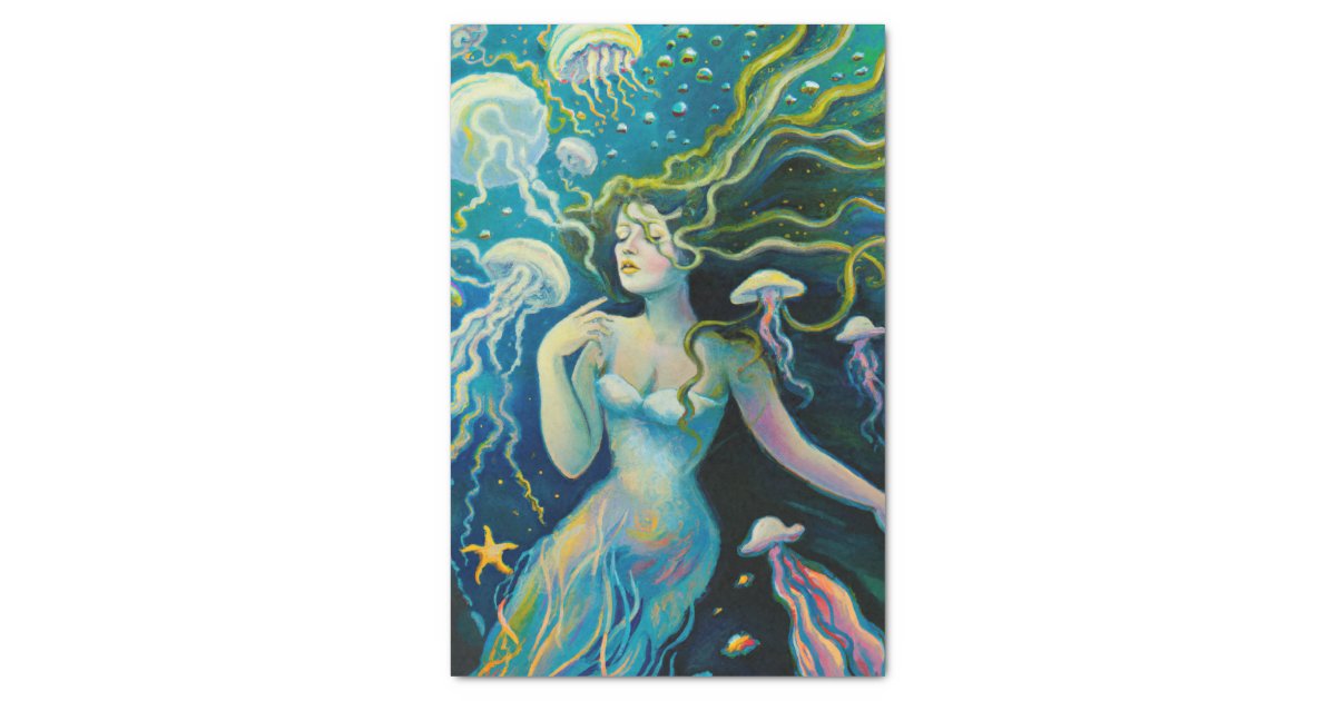 Mermaid Mermaids Vintage Antique Decoupage Tissue Paper Zazzle