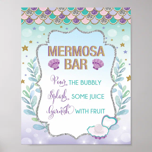 Mermaid Mimosa Bar Mermosa Sign Under the Sea | Zazzle