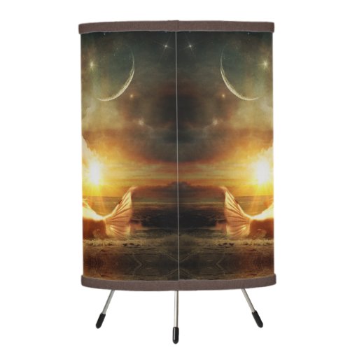 Mermaid moon beach and ocean tripod lamp | Zazzle
