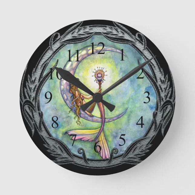 Mermaid Moon Fantasy Art Clock by Molly Harrison | Zazzle