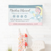 Mermaid Moon & Stars Mystical Pink Hair Sea Siren Banner | Zazzle