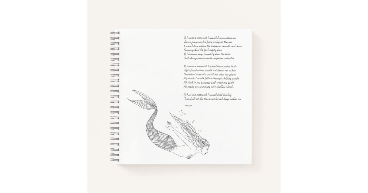 Mermaid Notebook With Poem "If I Were A Mermaid" | Zazzle