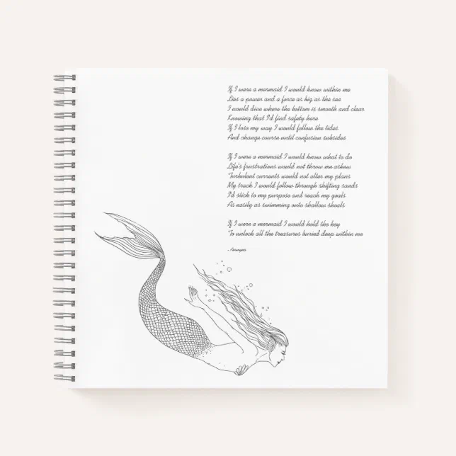 Mermaid Notebook With Poem "If I Were A Mermaid" | Zazzle