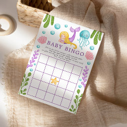 Mermaid Ocean Baby Shower Bingo Game Invitation | Zazzle