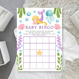 Mermaid Ocean Baby Shower Bingo Game Invitation | Zazzle