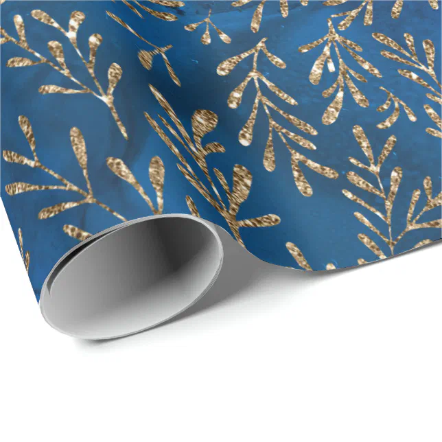 Mermaid Ocean Glitter Blue Navy Gold Foils Wrapping Paper | Zazzle