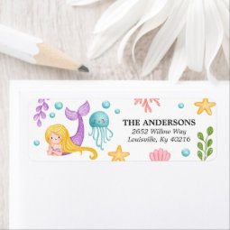 Mermaid Ocean Return Address Label | Zazzle